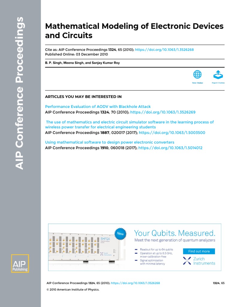 Mathematical Modeling of Electronic Devices and Circuits: Articles You ...