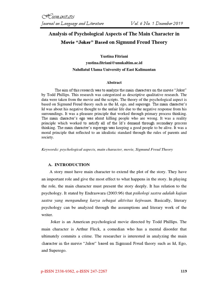 Analysis of Psychological Aspects of The Main Character in Movie "Joker ...