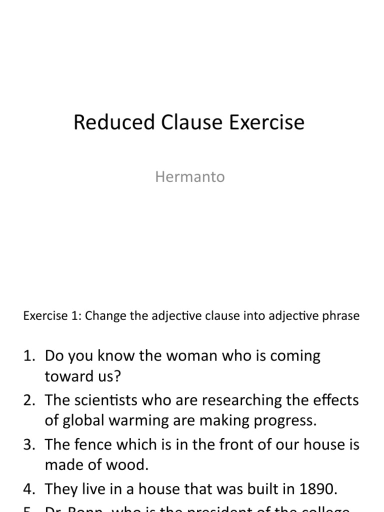 Reduced Clause Exercise | PDF