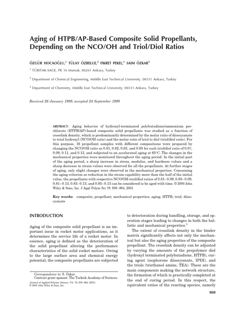 Aging of HTPB/AP-Based Composite Solid Propellants, Depending On The ...