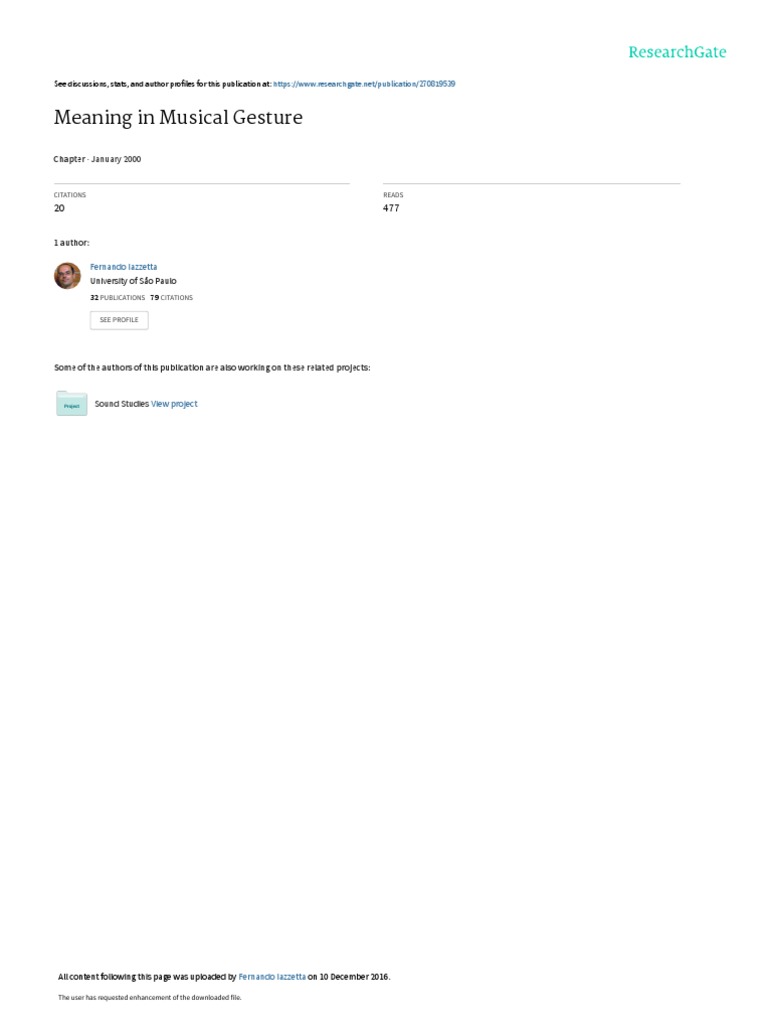 Meaning in Musical Gesture: January 2000 | PDF | Gesture | Musical ...