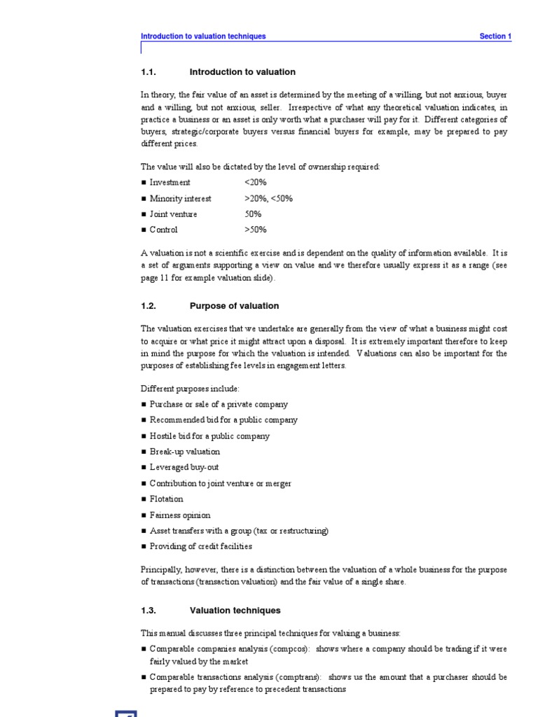 Introduction To Valuation Techniques Section 1 | PDF | Discounted Cash ...