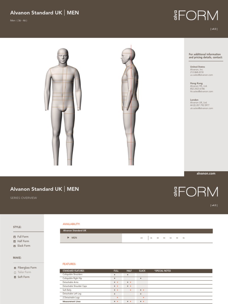 Alvanon Standard UK MEN: For Additional Information and Pricing Details ...