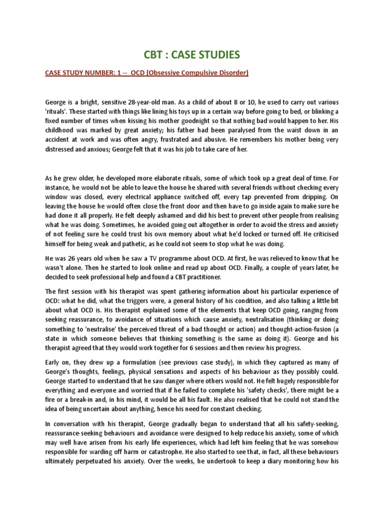 CBT - Case Studies | PDF | Obsessive–Compulsive Disorder | Panic Attack