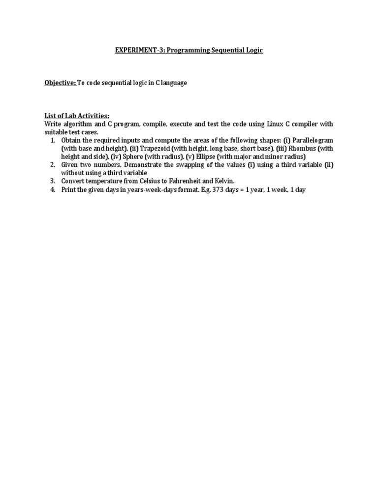 C Programming Sequential Logic Experiments | PDF