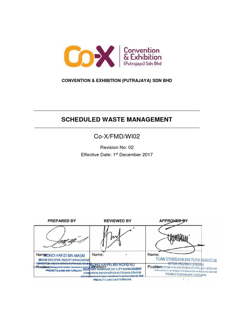 Scheduled Waste Management Procedures | PDF | Waste Management | Waste