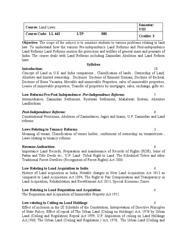 Land Laws | PDF | Eminent Domain | Leasehold Estate