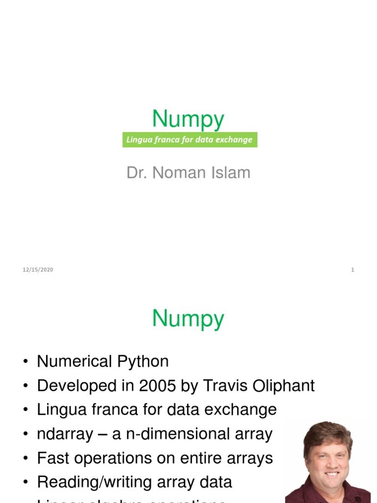 Numpy Slides by Sir - Noman Islam | PDF | Linear Algebra | Matrix ...