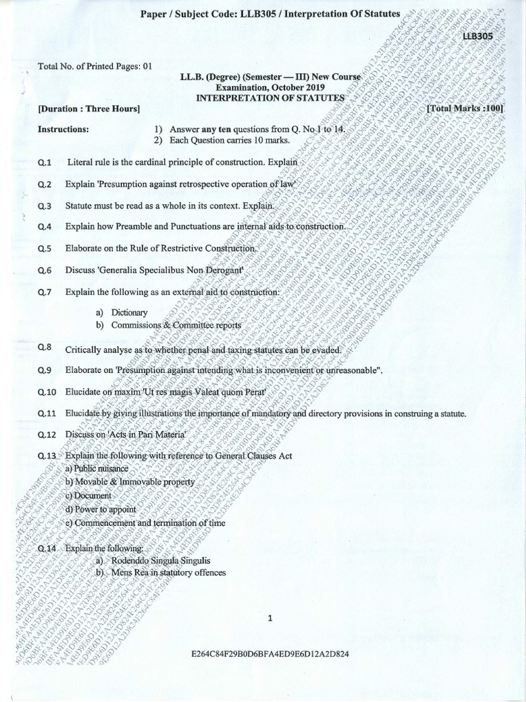 Degree Sem-Iii, Interpretation of Statues | PDF | Statutory Interpretation | Ethical Principles