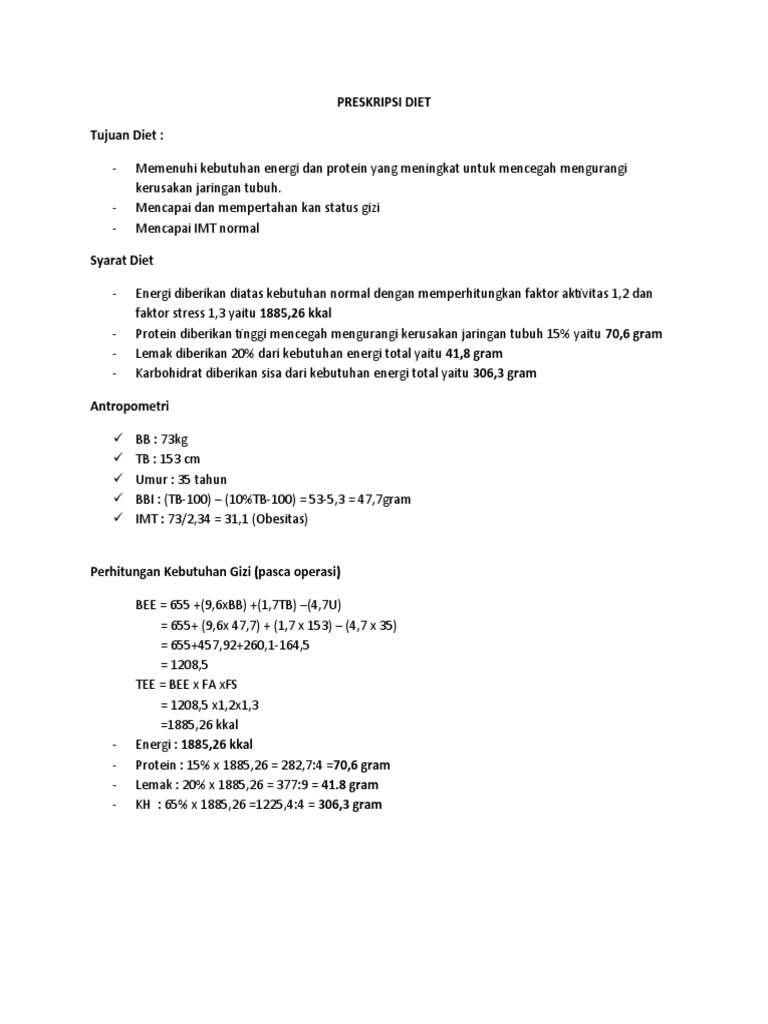 Preskripsi Diet Dan Menu TKTP 12 Maret 2021 | PDF