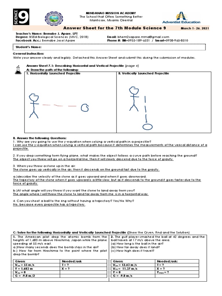 Science 9 Projectile Module | PDF | Collision | Projectiles