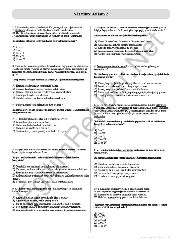 Sozcukte Anlam | PDF