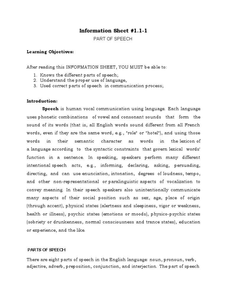Understanding Parts of Speech | PDF | Speech | Verb