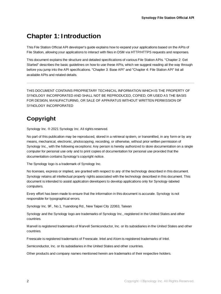 Chapter 1: Introduction: Synology File Station Official API | PDF ...