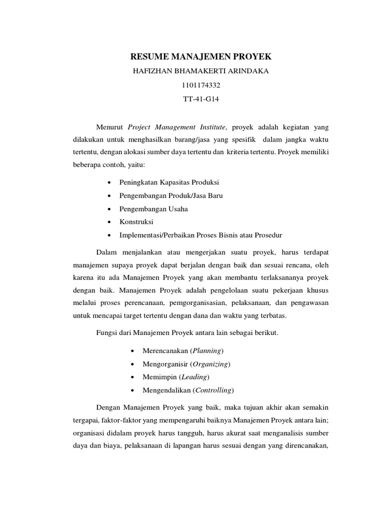 Resume Manajemen Proyek | PDF