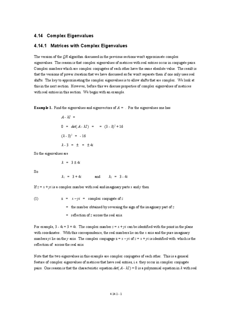 Understanding Complex Eigenvalues | PDF | Eigenvalues And Eigenvectors | Complex Number