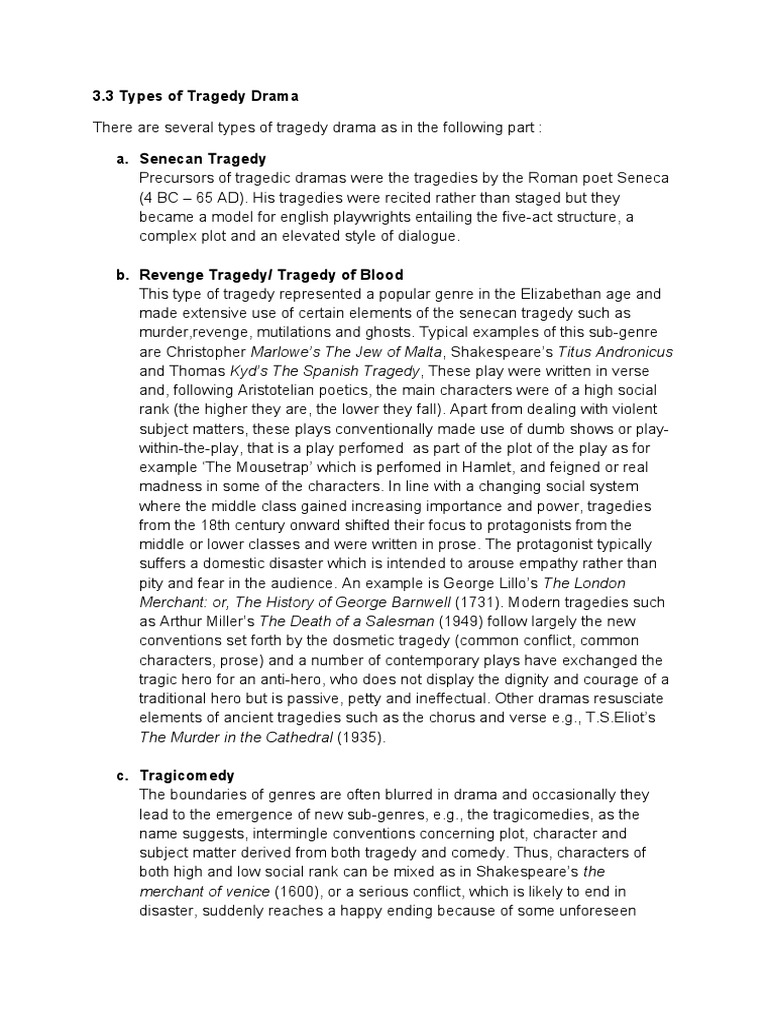 Types of Tragedy Drama & Sources | PDF | Tragedy | Theatre