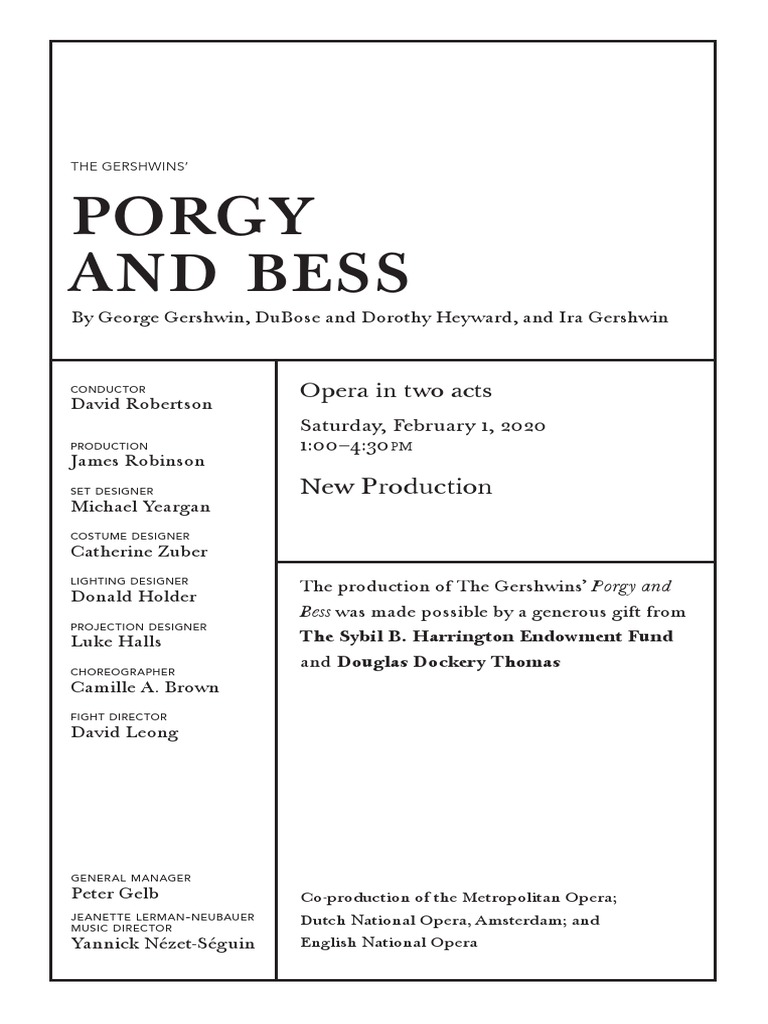 Porgy and Bess: Opera in Two Acts | PDF | Opera | Classical Music