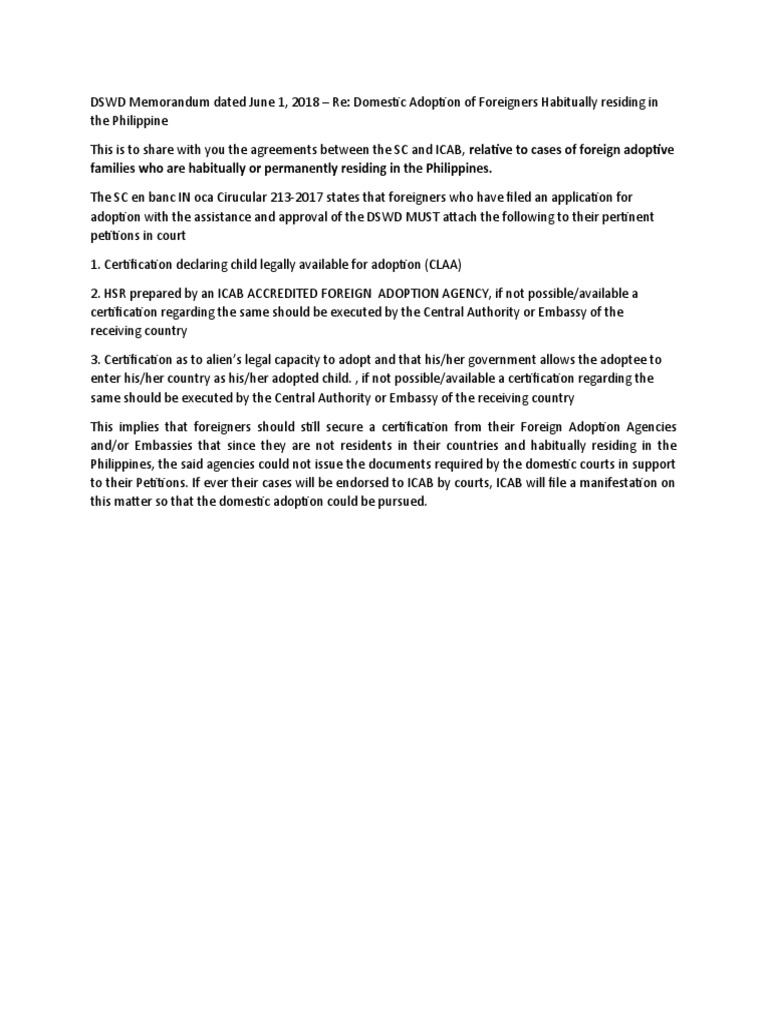 DSWD Memorandum Dated June 1 2018 | PDF