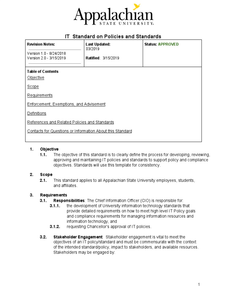 App State IT Policy Standards | PDF | Chief Information Officer | Policy