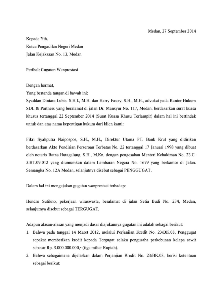 Contoh Surat Gugatan | PDF