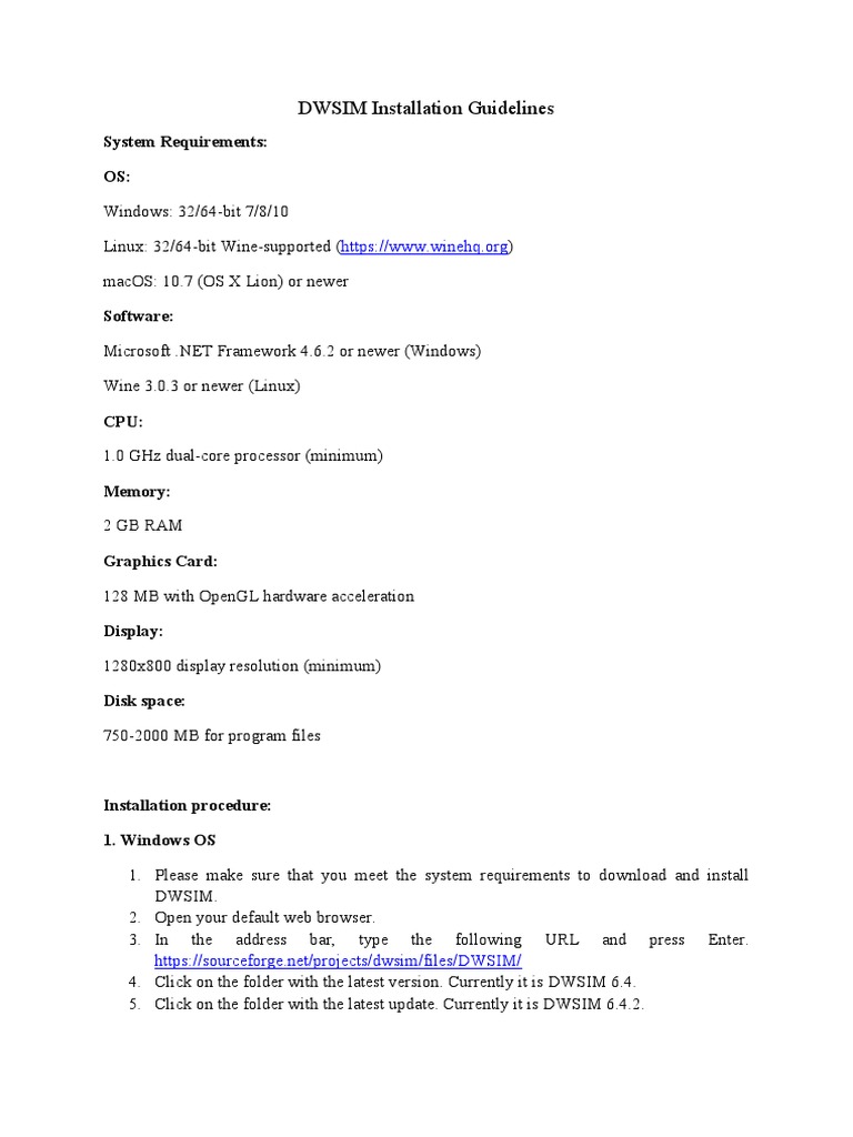 DWSIM Installation Guide for All OS | PDF | Operating System | Installation (Computer Programs)