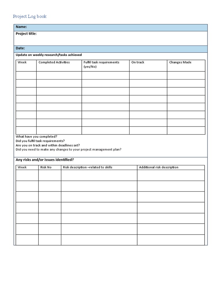 Project Log Book | PDF