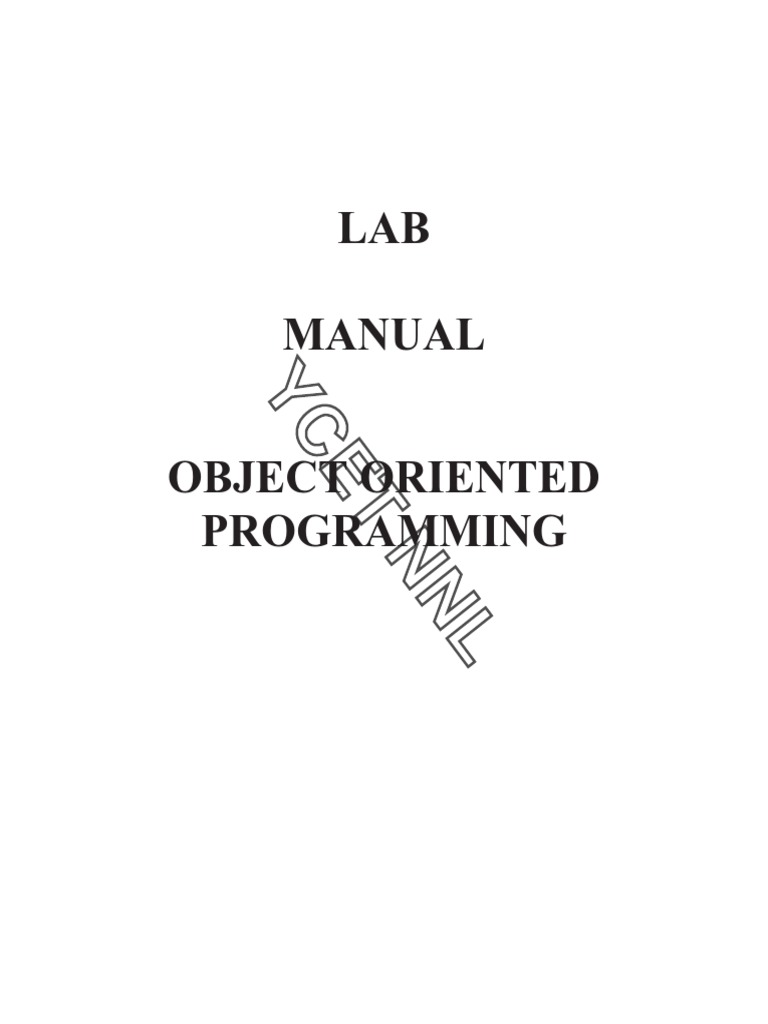 Lab Manual Pdf Object Oriented Programming Class Computer Programming