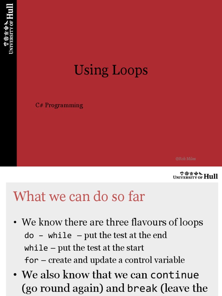 Using Loops: C# Programming | PDF | Control Flow | Computer Engineering