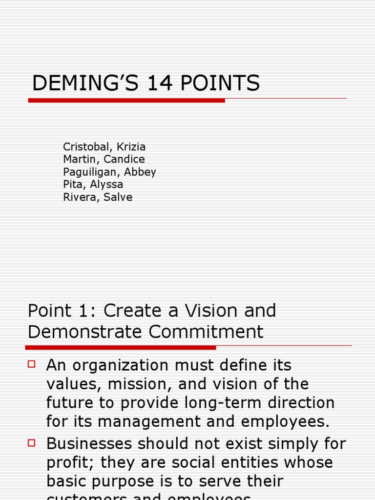 5 The 14 Points of Deming | PDF | Goal | Supply Chain Management