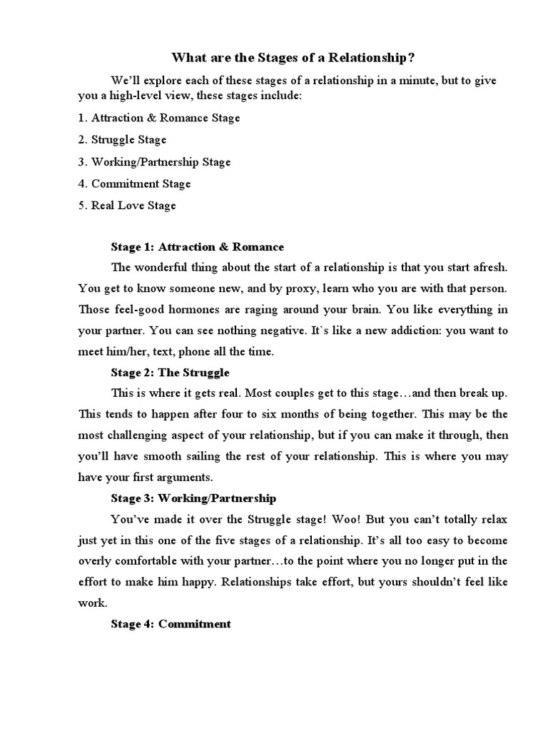 Stages of a Relationship Explained | PDF | Self-Improvement | Wellness