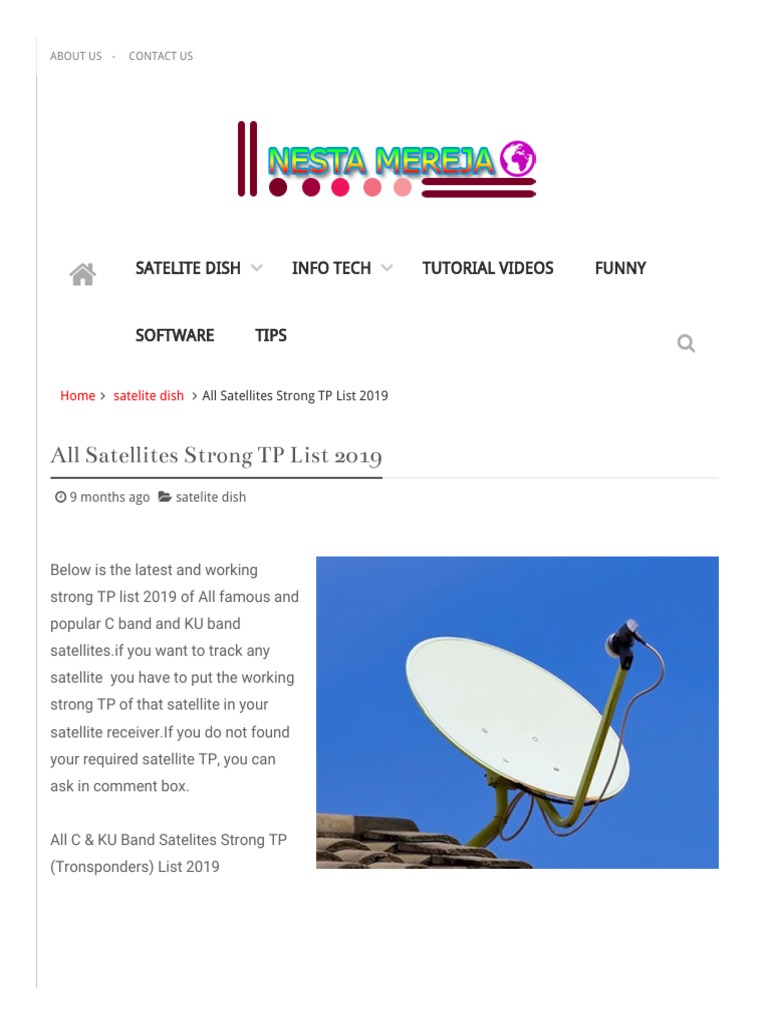 All Satellites Strong TP List 2019 - NESTAMEREJA | PDF | Information ...