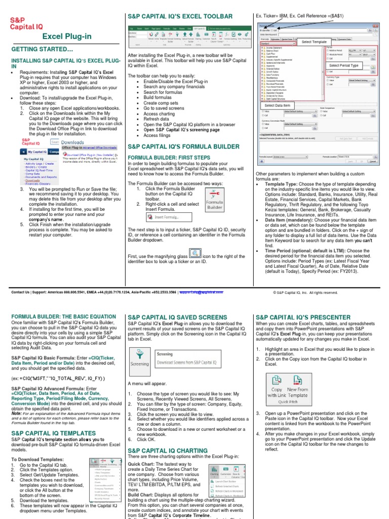 Excel Plug-In - Quick Reference Guide | PDF | Microsoft Excel | Software
