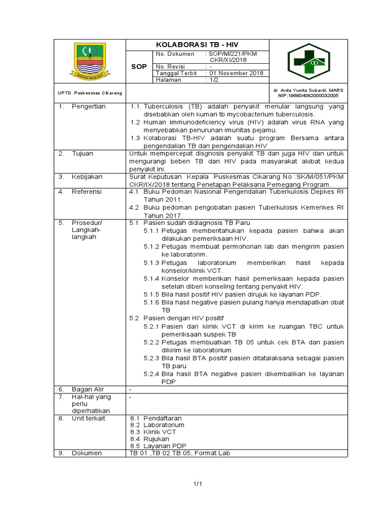 Sop Kolaborasi TB - Hiv | PDF