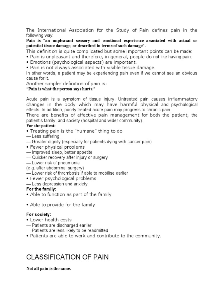 Classification of Pain | PDF | Chronic Pain | Pain
