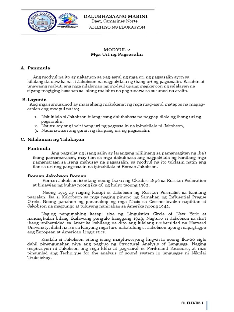 Modyul 2 - Mga Uri NG Pagsasalin | PDF