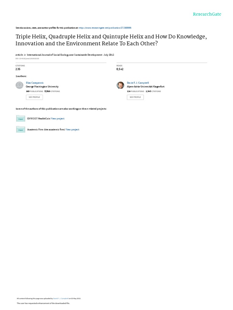 Triple Helix, Quadruple Helix and Quintuple Helix and How Do Knowledge ...