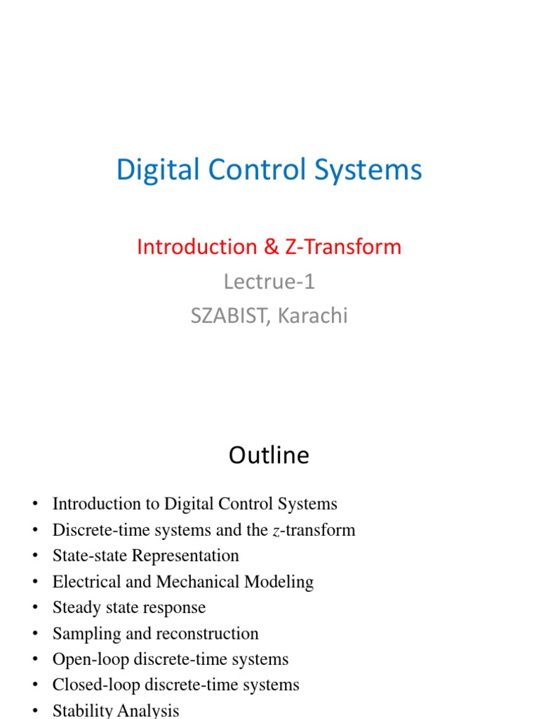Digital Control Systems: Introduction & Z-Transform | PDF | Recurrence ...