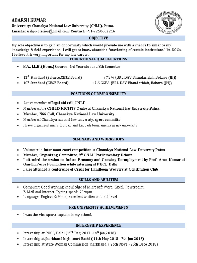 CV Adarsh New CV | PDF