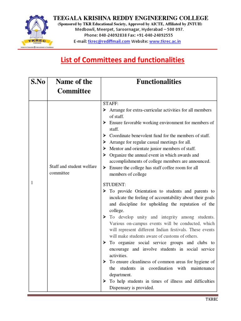 List of Committees and Functionalities | PDF | Employment | Libraries