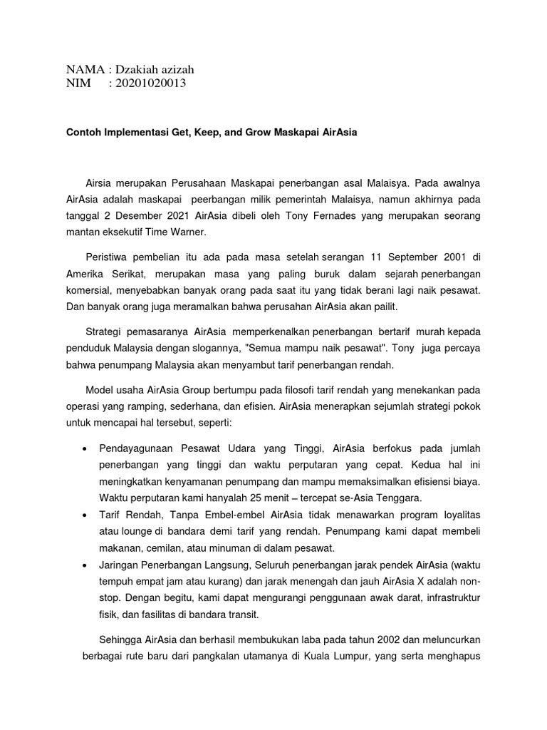 Strategi Get, Keep, Grow AirAsia | PDF | Bisnis | Komputer