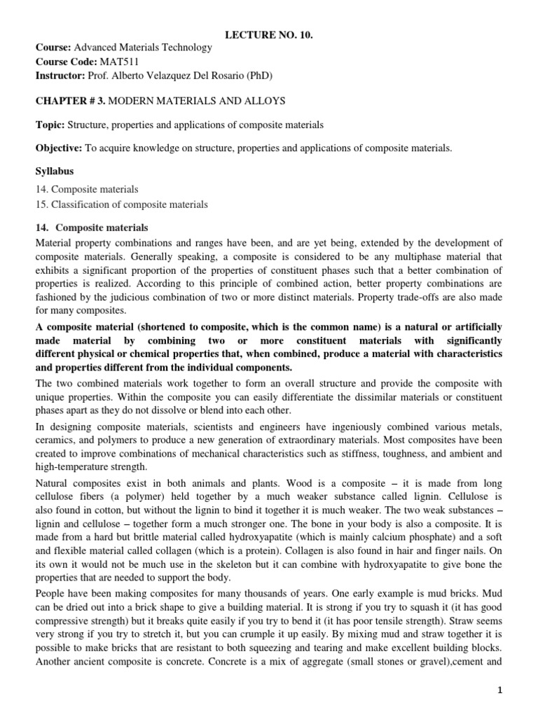LECTURE NO. 10. Composite Materials | Download Free PDF | Composite Material | Fracture