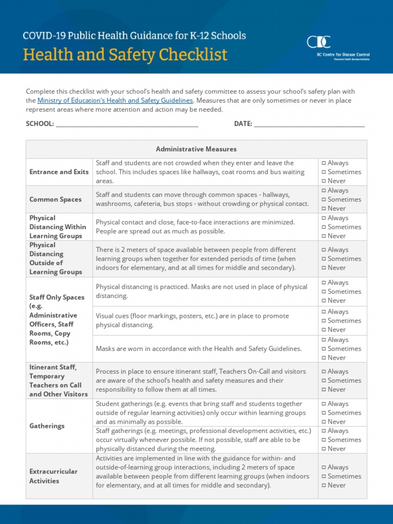 Ministry of Education's Health and Safety Guidelines | PDF | Schools ...