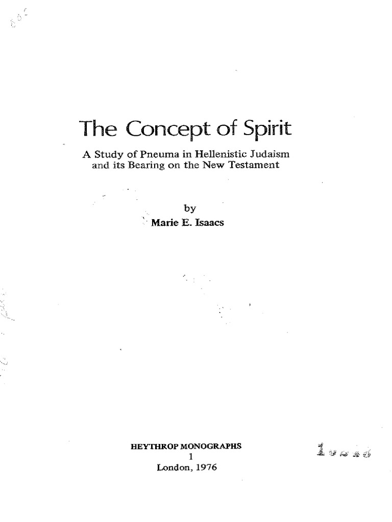 Marie E. Isaacs - Concept of Spirit - A Study of Pneuma in Hellenistic ...