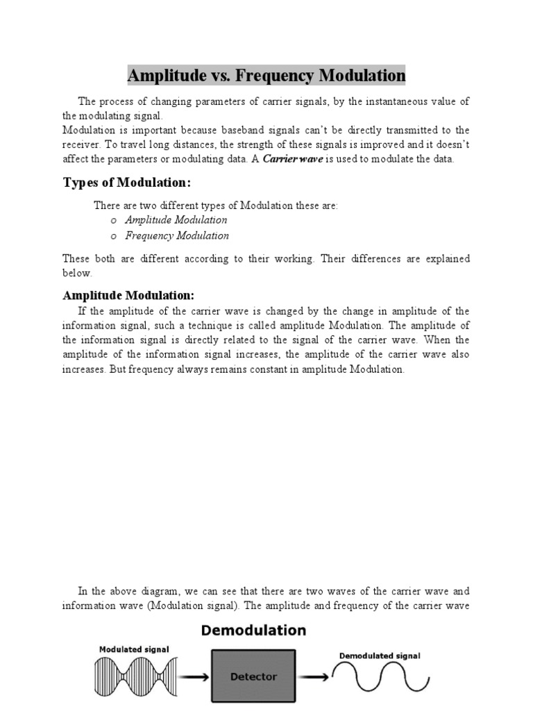 Amplitude vs. Frequency Modulation | PDF | Modulation | Data Transmission