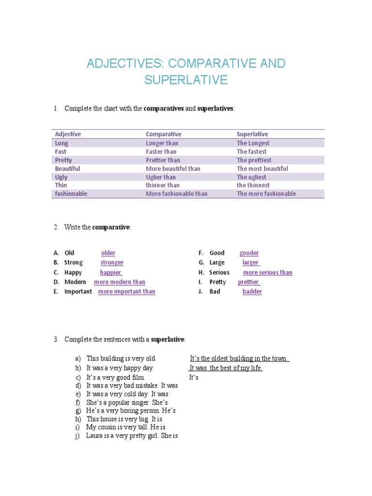 Adjectives: Comparative and Superlative | PDF | Clothing | Fashion