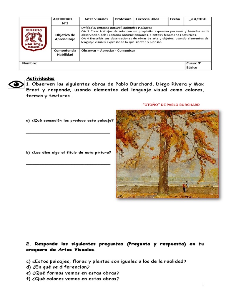 Guia Unidad 1 Artes Visuales | PDF | Pinturas | Cognición