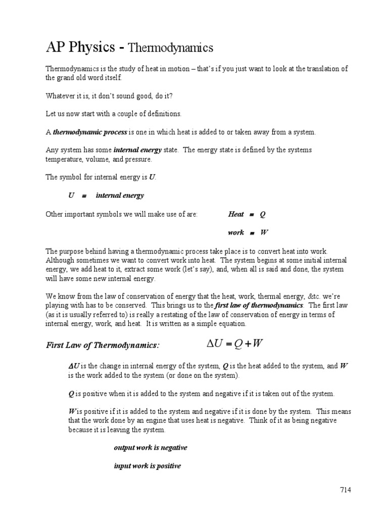 AP Physics - : Thermodynamics | Download Free PDF | Heat | Thermodynamics
