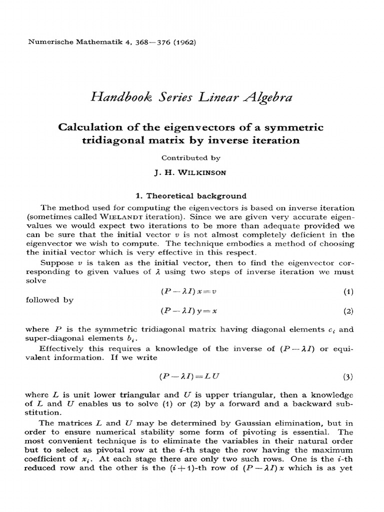Calculation of The Eigenvectors of A Symmetric Tridiagonal Matrix by ...