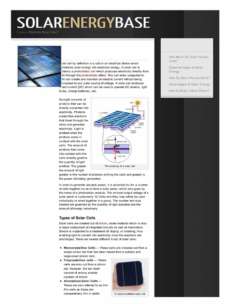 What Are Solar Cells | PDF | Solar Cell | Solar Power